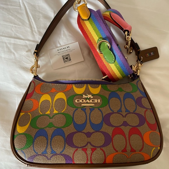 Coach | Bags | Coach Pride Coated Canvas Signature Swinger With Rainbow ...